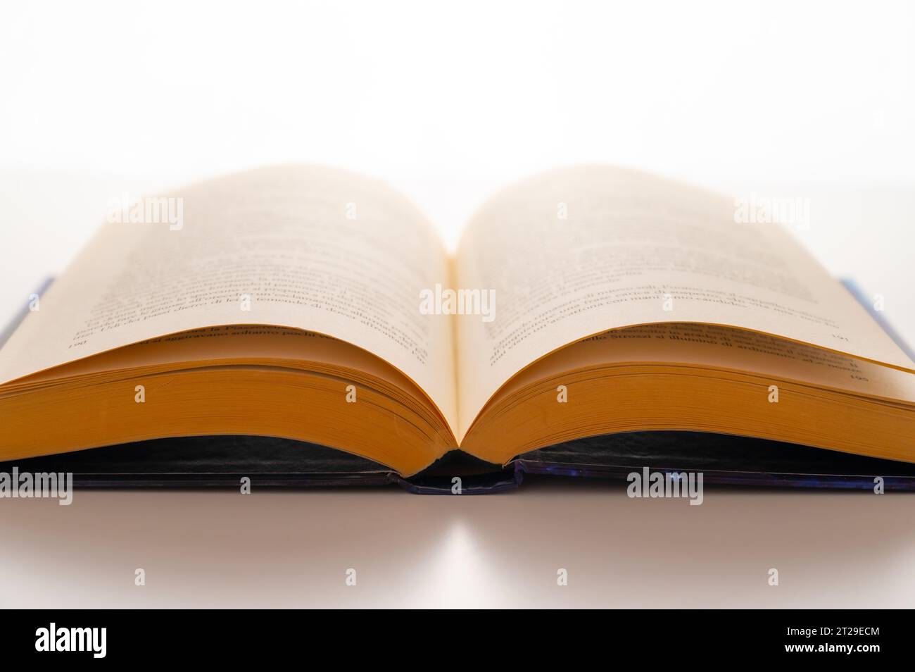 Open book and pages turned, backlit, on a white background. Passion for ...