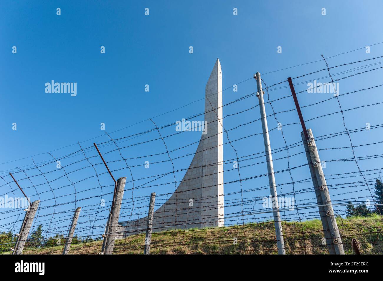 Barbed wire fence around former Natzweiler-Struthof concentration camp ...