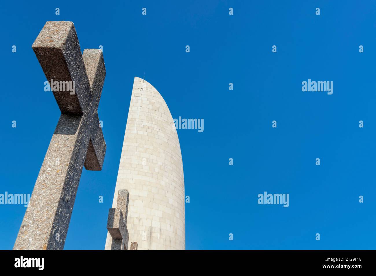 Looking up to Lighthouse of Remembrance memorial in former Natzweiler ...