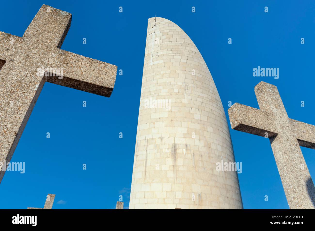 Looking up to Lighthouse of Remembrance memorial in former Natzweiler ...