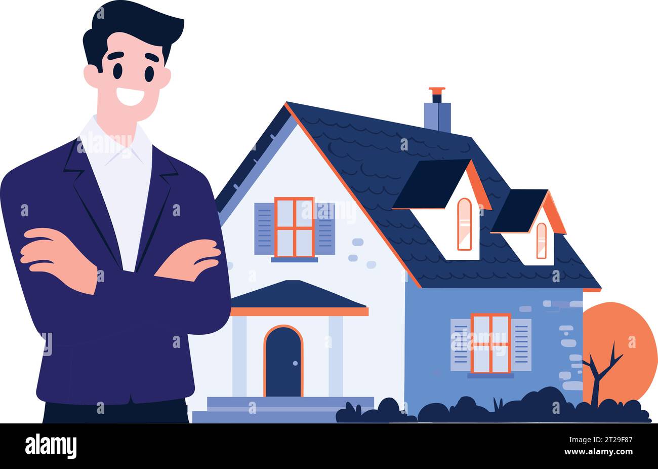 Hand Drawn Real estate agent character in flat style isolated on ...