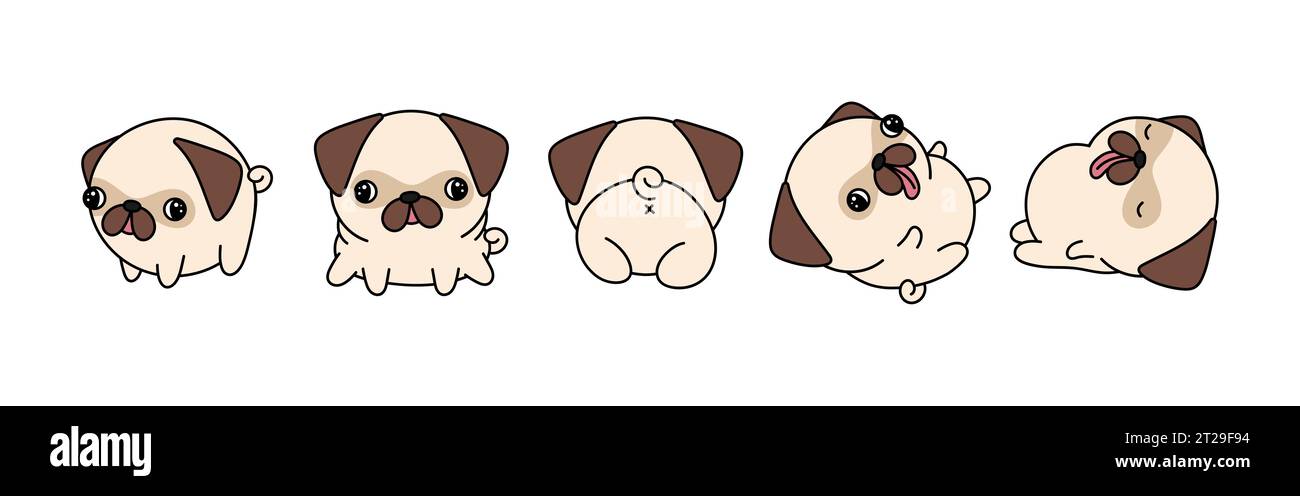 Dog kawaii cute pug drawing Cut Out Stock Images & Pictures - Alamy