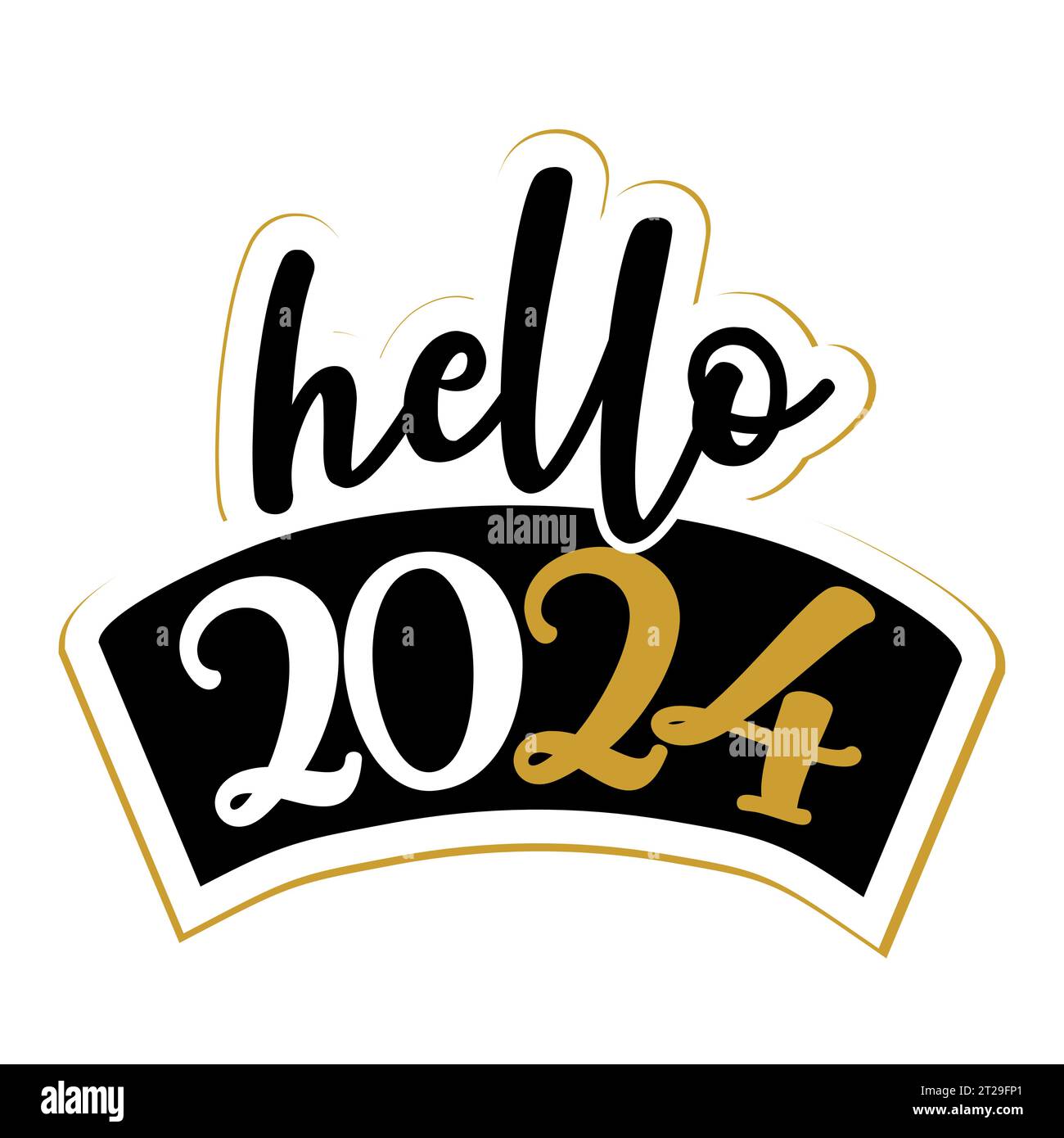 Hello 2024 - Greeting card. Modern brush calligraphy. Isolated on white ...