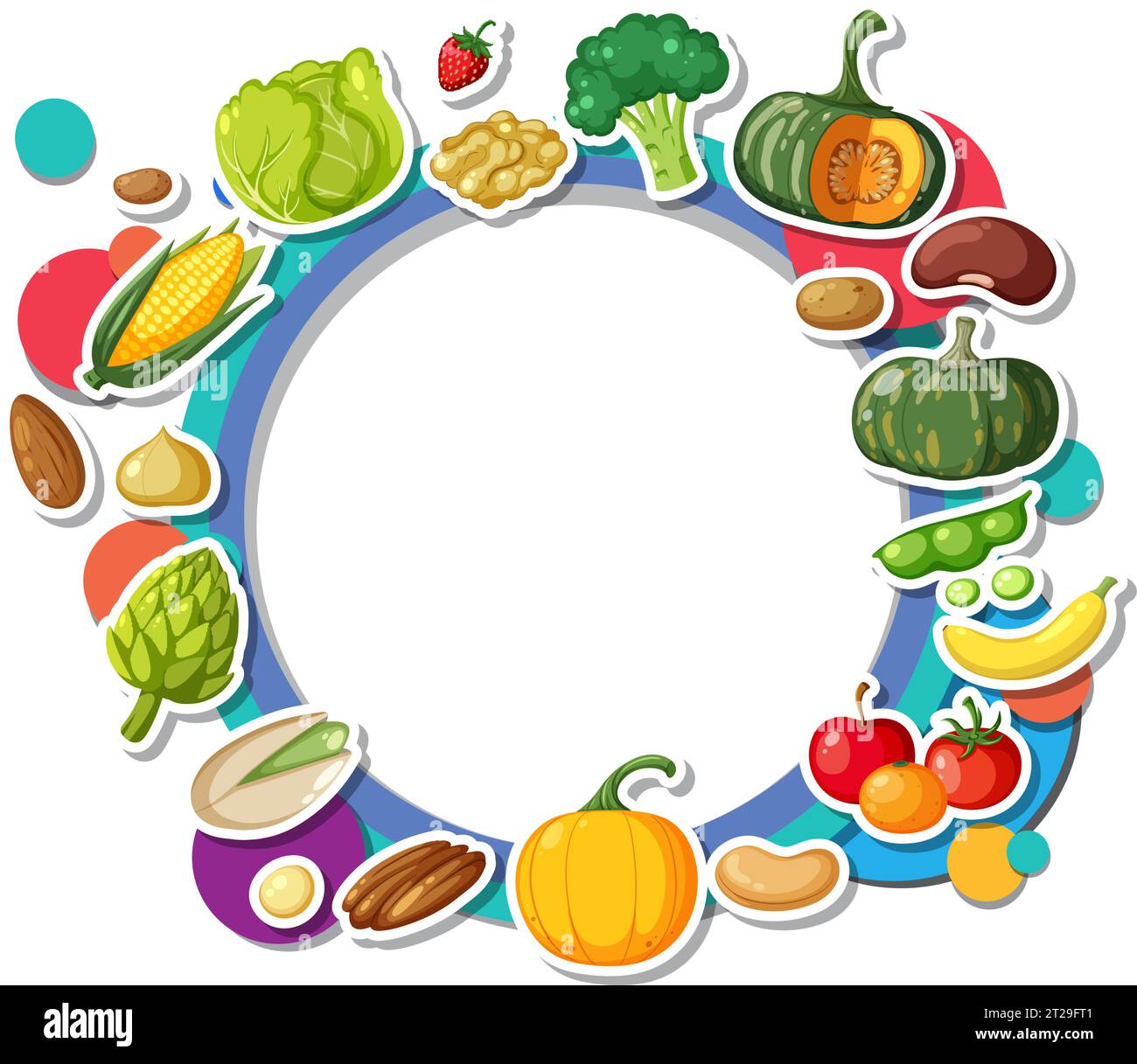 Colorful cartoon-style border banner featuring a variety of food ...