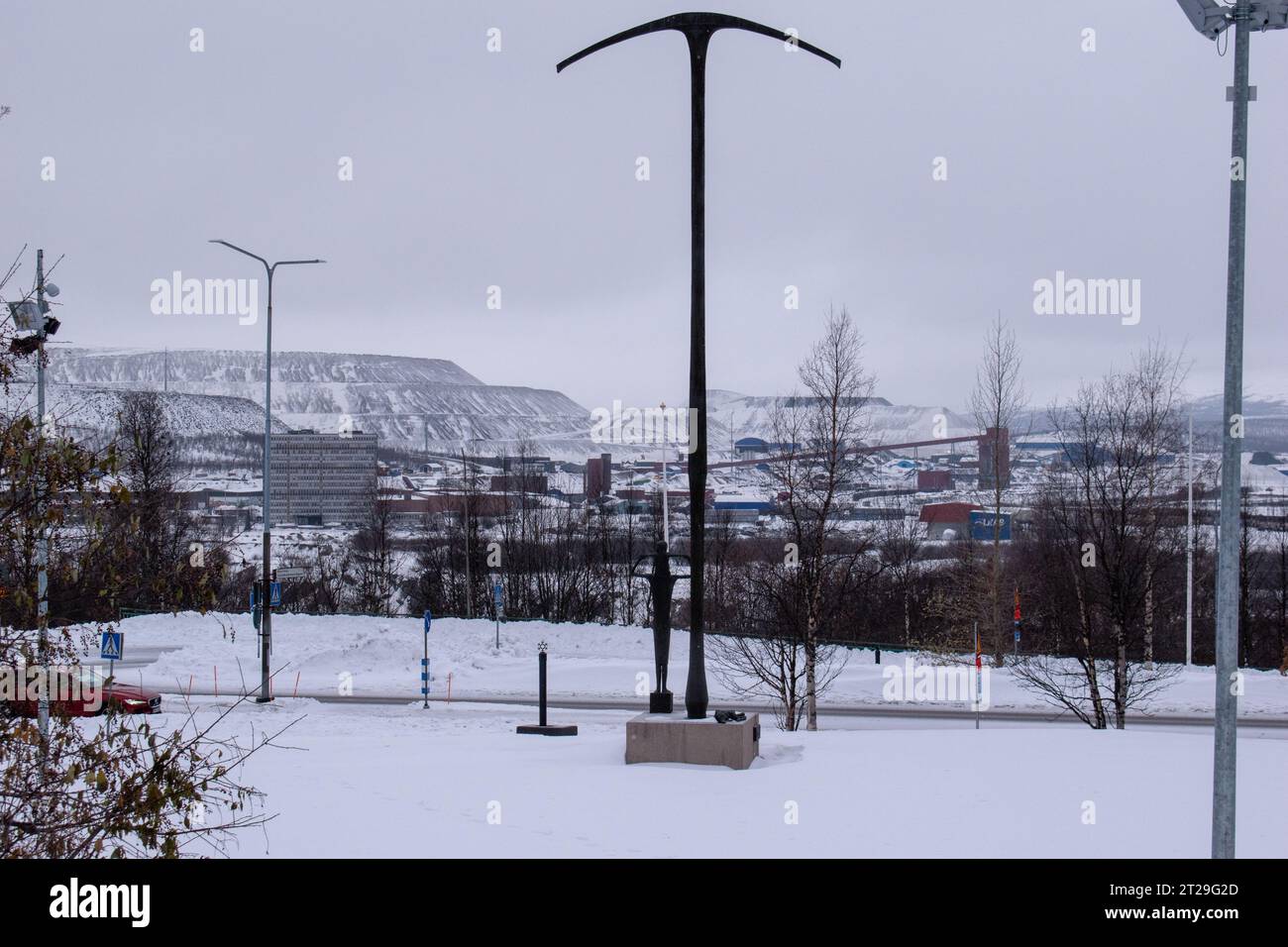 The old city in Kiruna, Norrbotten in Swedish Lapland. Photographed 17 ...