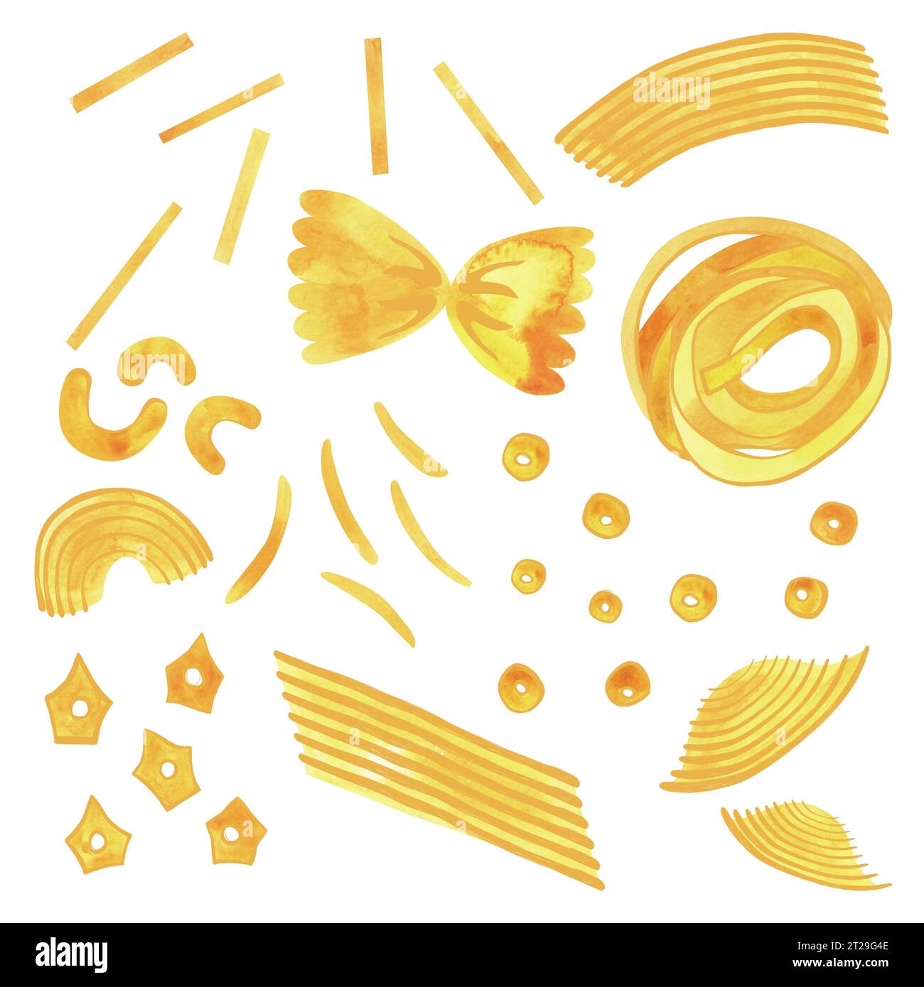 A set of Italian pasta: farfalle, fettuccine, penne, rigatoni, shells ...