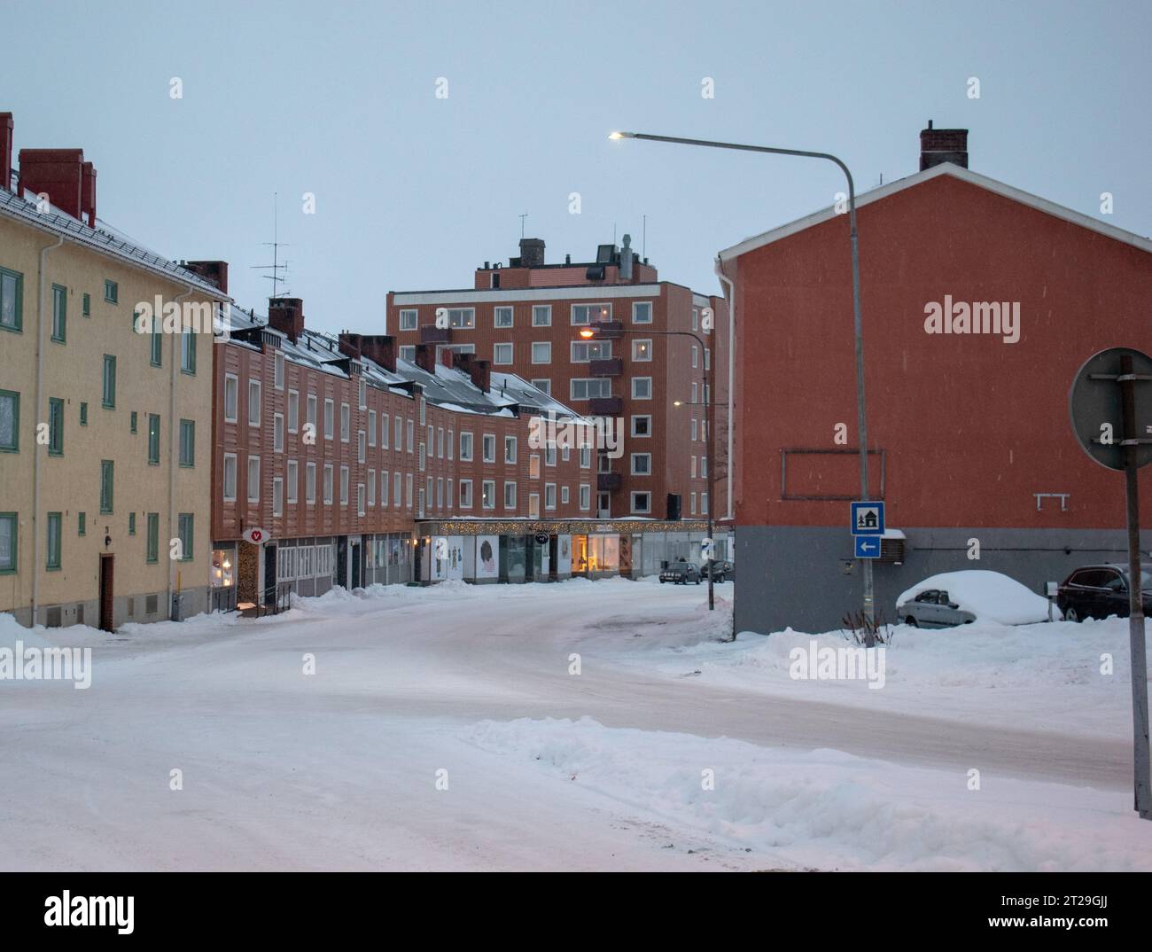 The old city in Kiruna, Norrbotten in Swedish Lapland. Photographed 17 ...