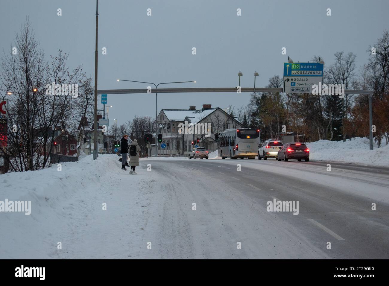 The old city in Kiruna, Norrbotten in Swedish Lapland. Photographed 17 ...