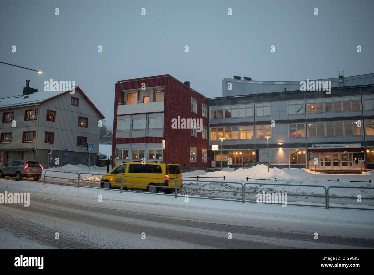 The old city in Kiruna, Norrbotten in Swedish Lapland. Photographed 17 ...
