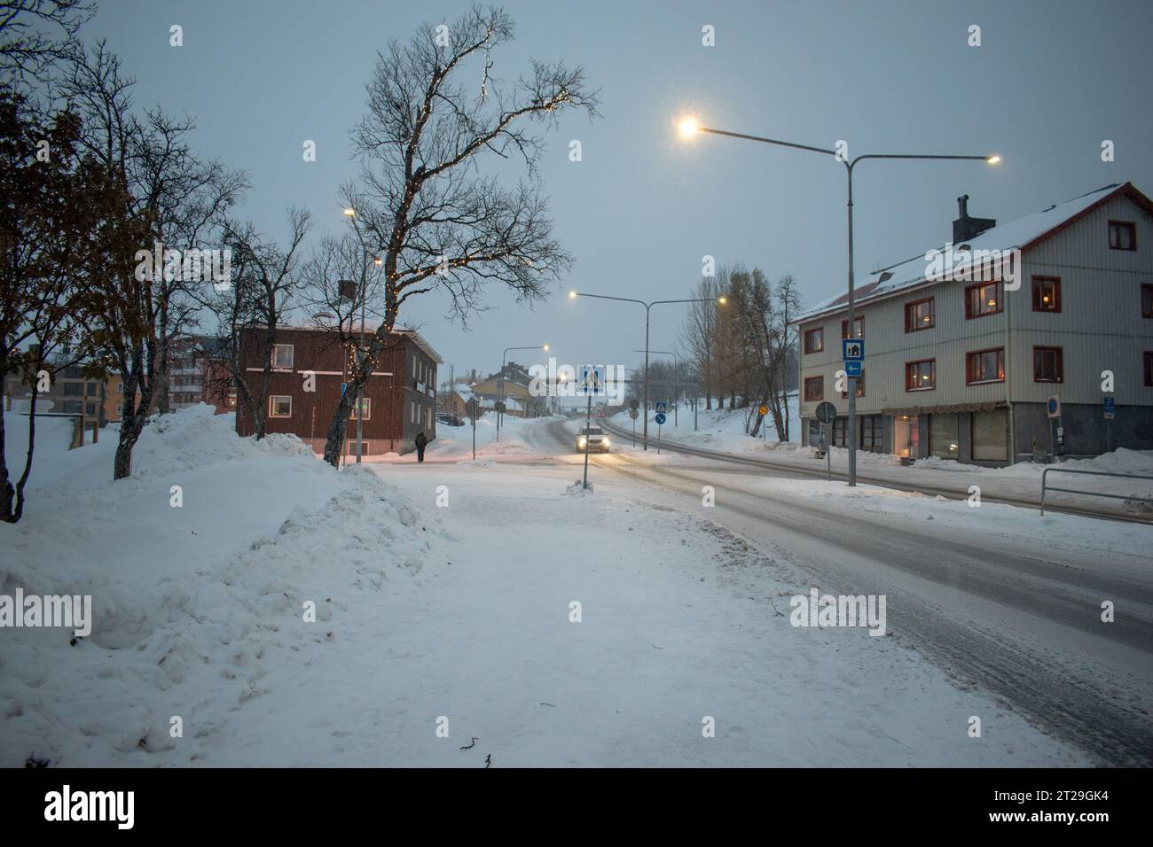 The old city in Kiruna, Norrbotten in Swedish Lapland. Photographed 17 ...
