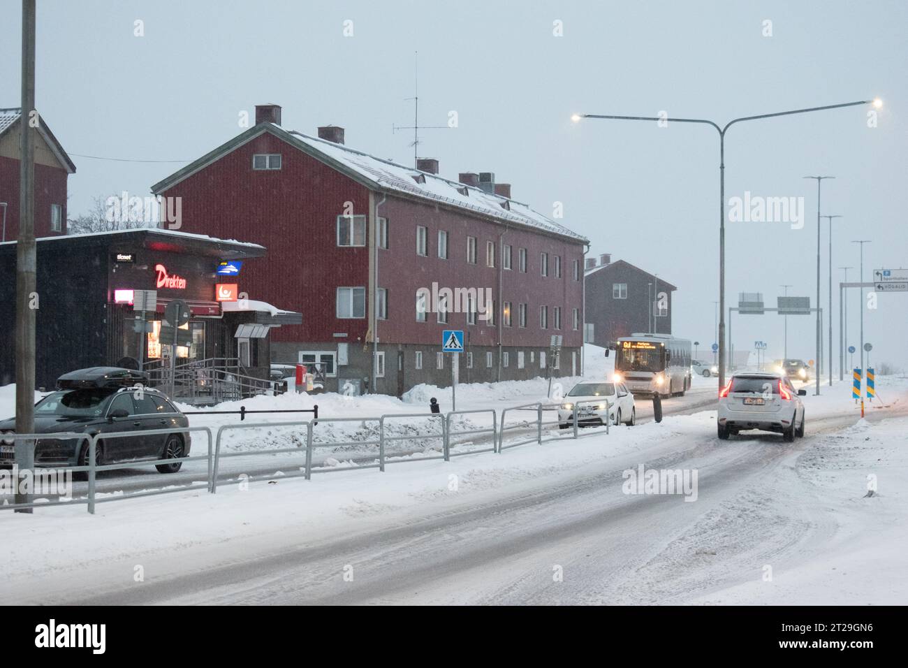 The old city in Kiruna, Norrbotten in Swedish Lapland. Photographed 17 ...