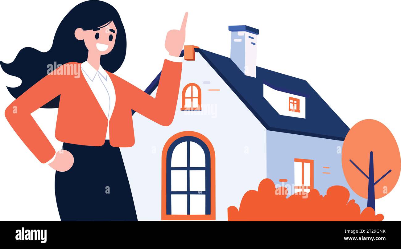 Hand Drawn Real estate agent character in flat style isolated on ...