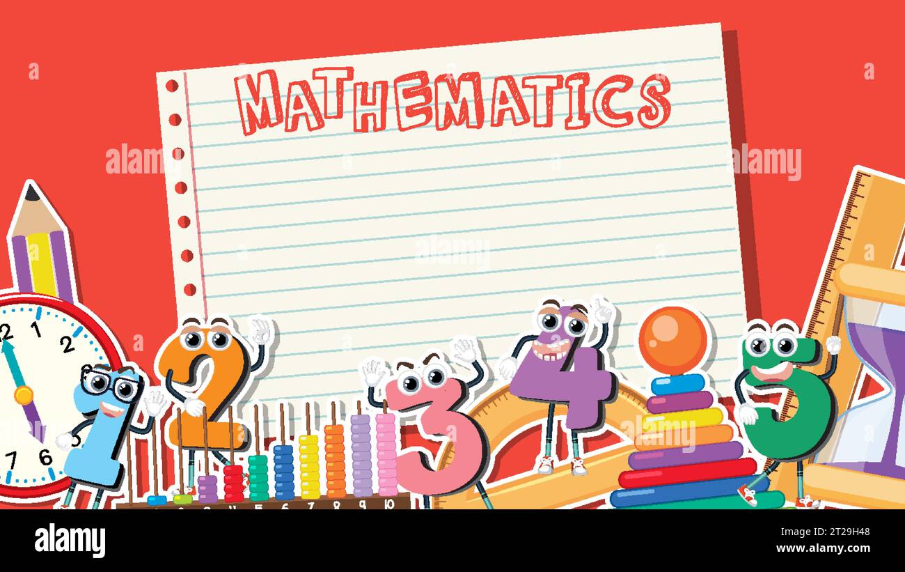 Math-themed Notebook Template with Vector Illustration illustration ...