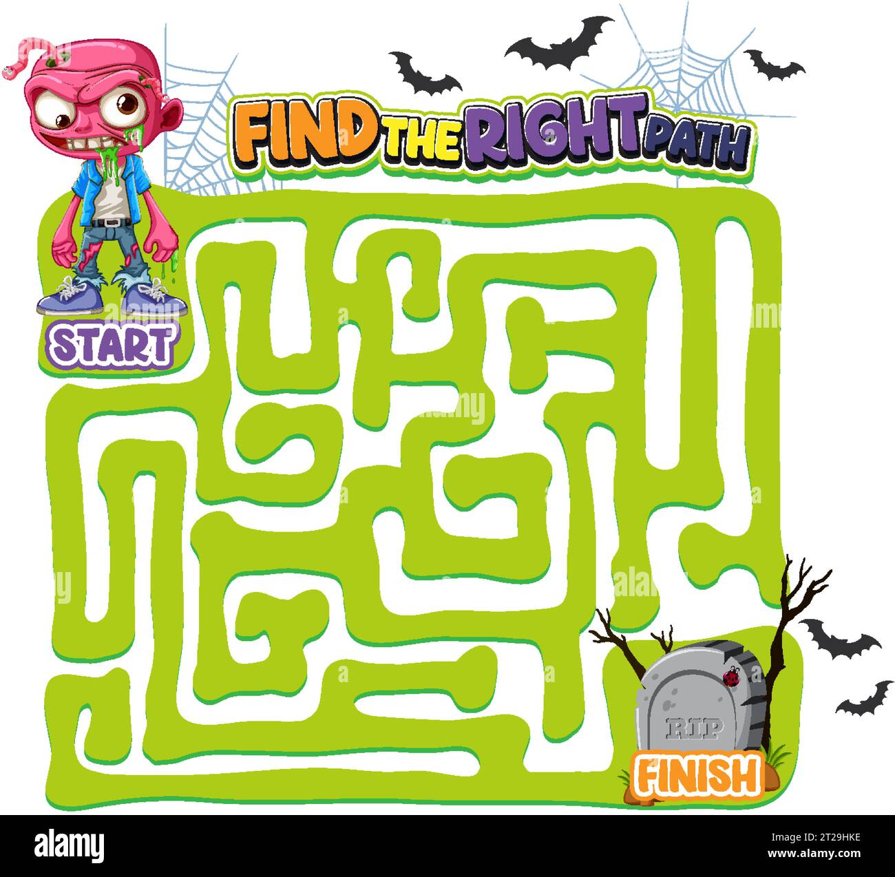 A vector cartoon illustration style Halloween zombie maze game Stock ...