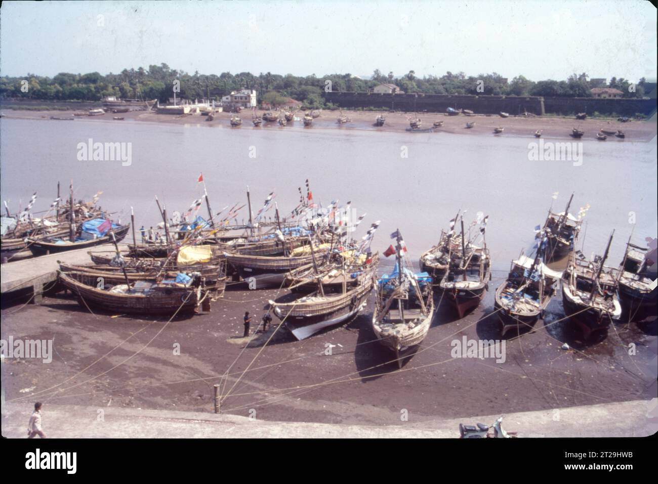 Small Ships Tide on Coast of Daman Ganga, India Stock Photo - Alamy