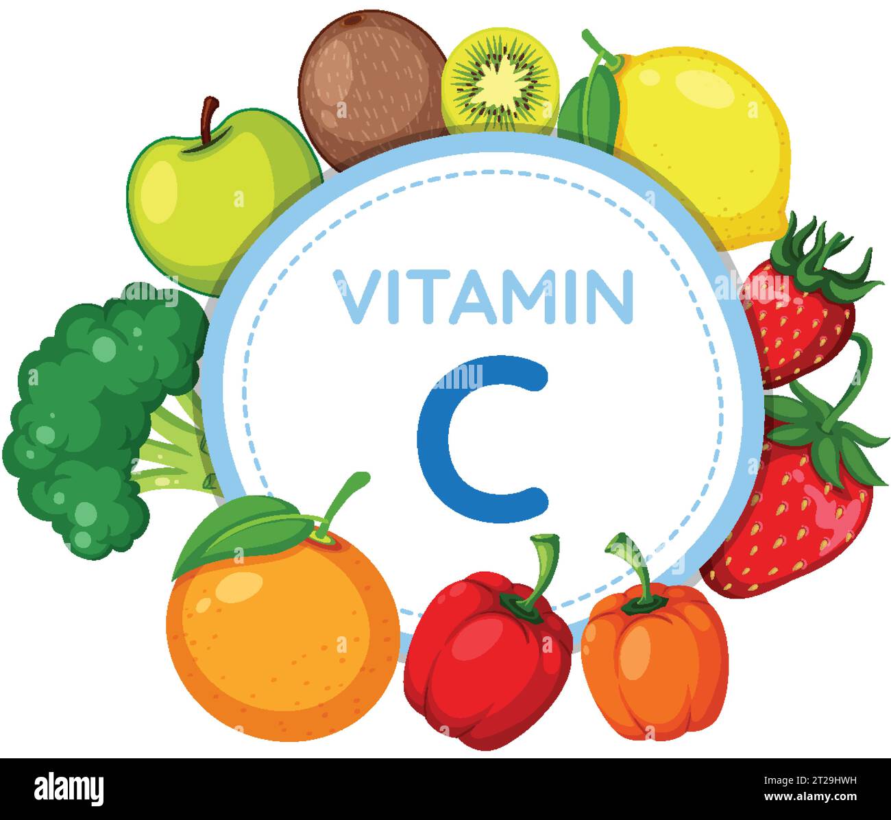Colorful vector illustration of a banner with Vitamin C icon ...