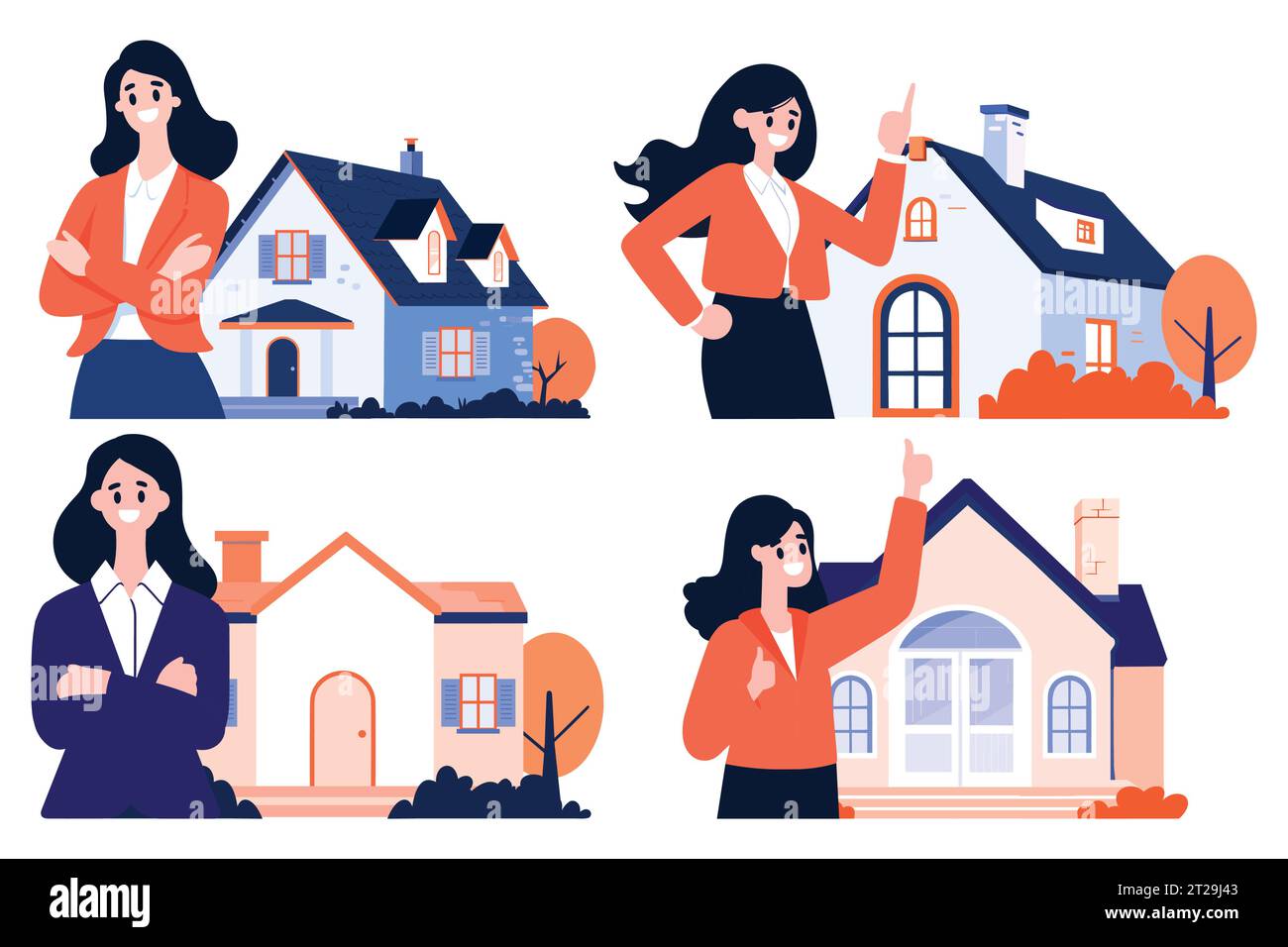 Hand Drawn Real estate agent character in flat style isolated on ...