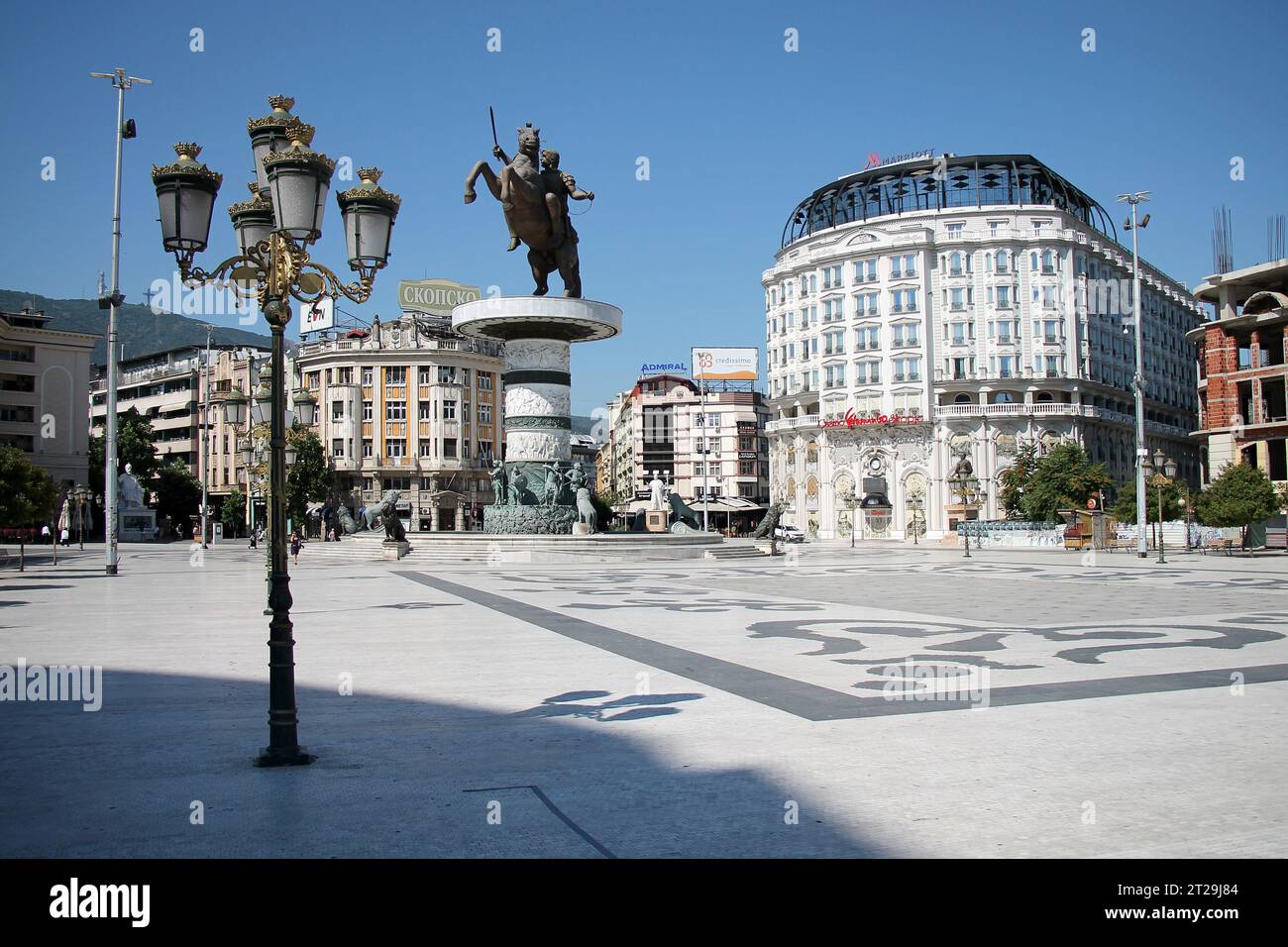 View of Macedonia Square in Skopje (capital of the Republic of ...