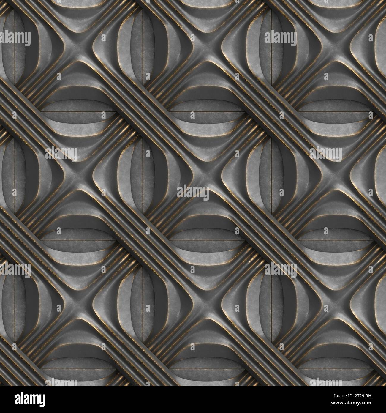 Full frame of black 3D relief tiles wicker form with golden scuffs ...