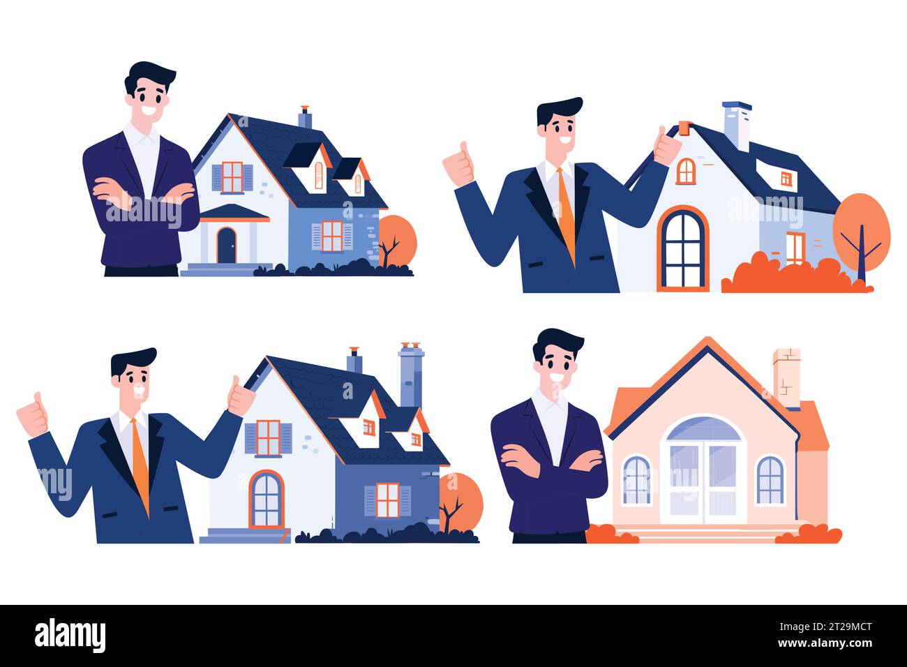 Hand Drawn Real estate agent character in flat style isolated on ...