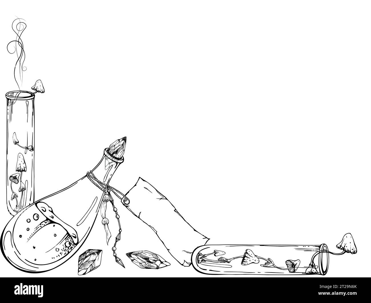 Hand drawn ink vector glass jar vial bottle for potion isolated ...