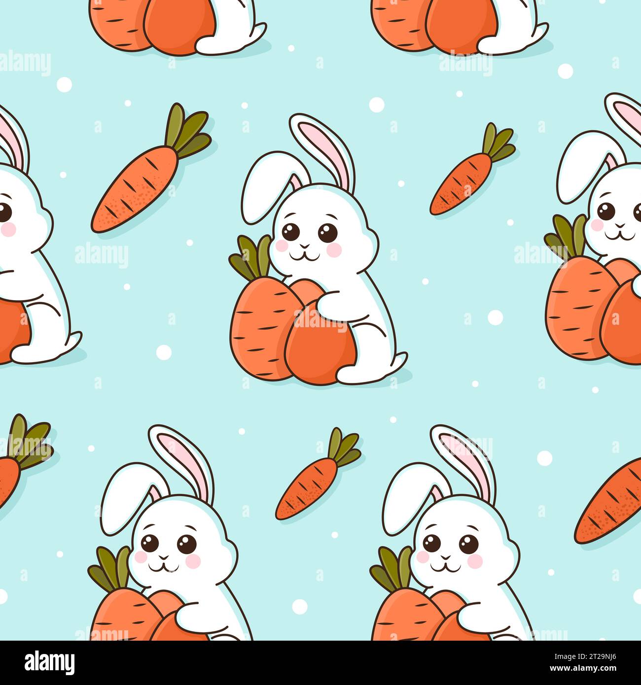 Seamless pattern with rabbit. Cartoon flat design Stock Vector Image ...