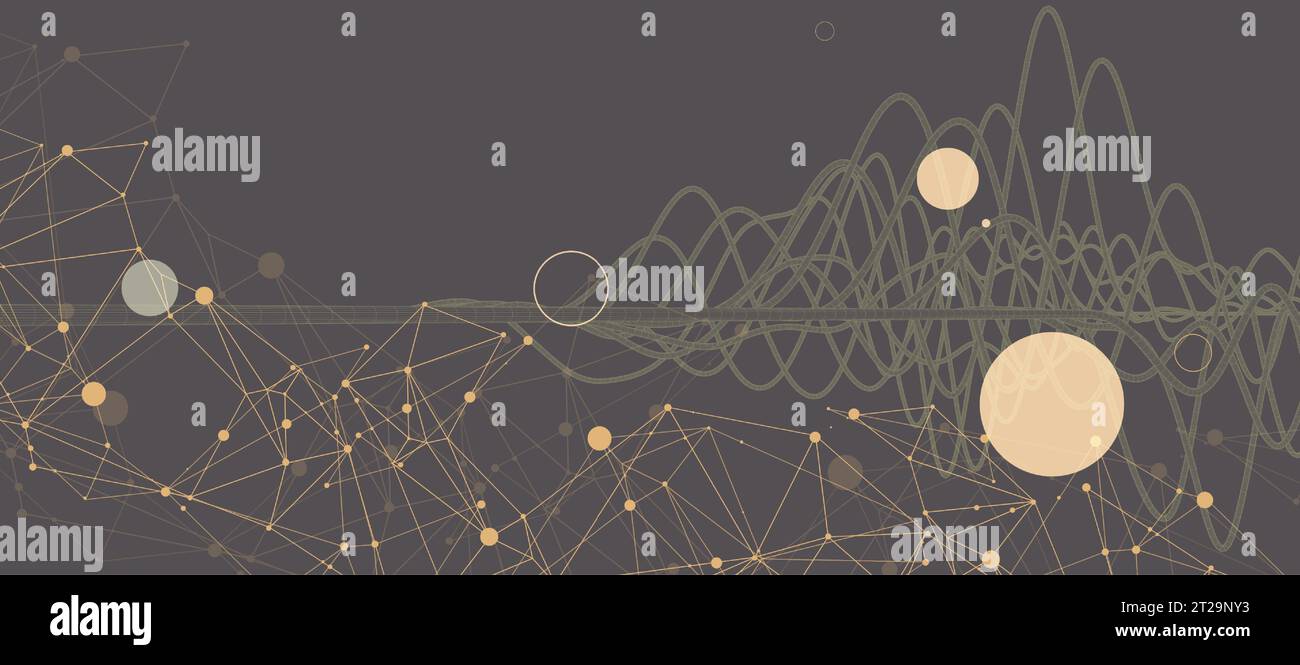 Vector abstract background with a wireframe dynamic pipes, line and particles. Plexus effect ...