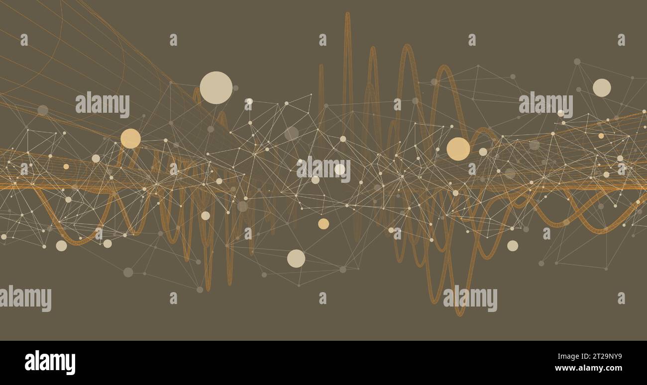 Vector abstract background with a wireframe dynamic pipes, line and particles. Plexus effect ...