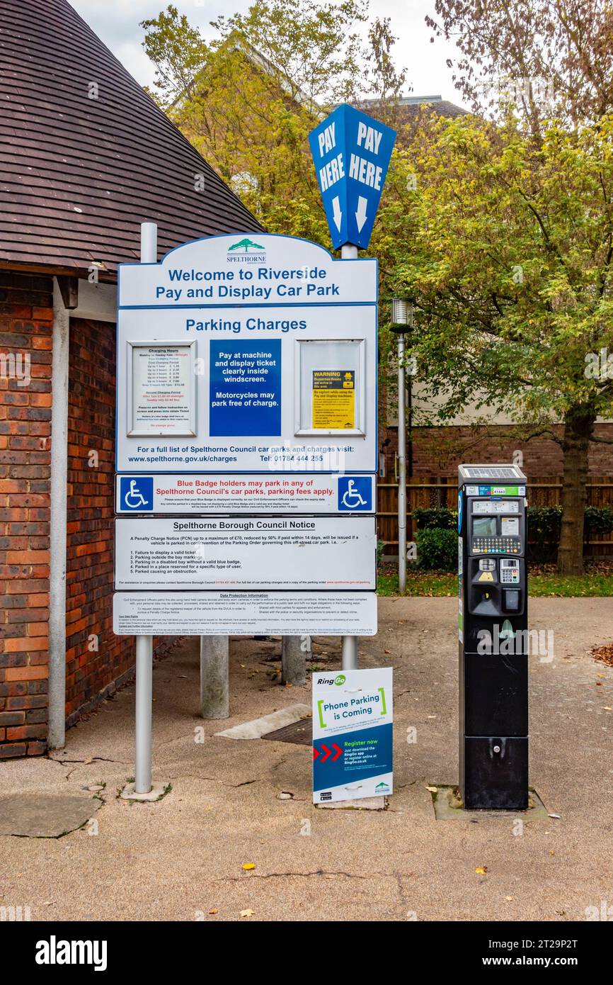 A payment machine at the Riverside Pay and Display Car Park in Staines ...