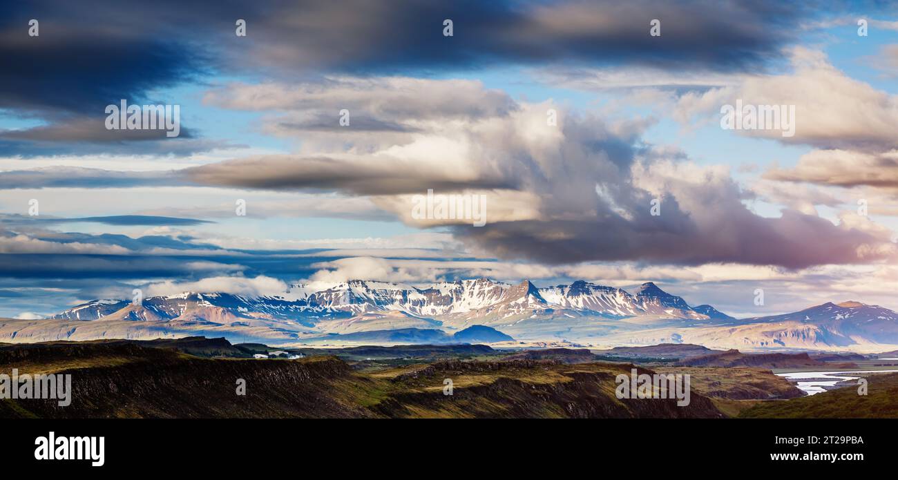 Magical valley glowing by sunlight. Perfect day and gorgeous morning ...