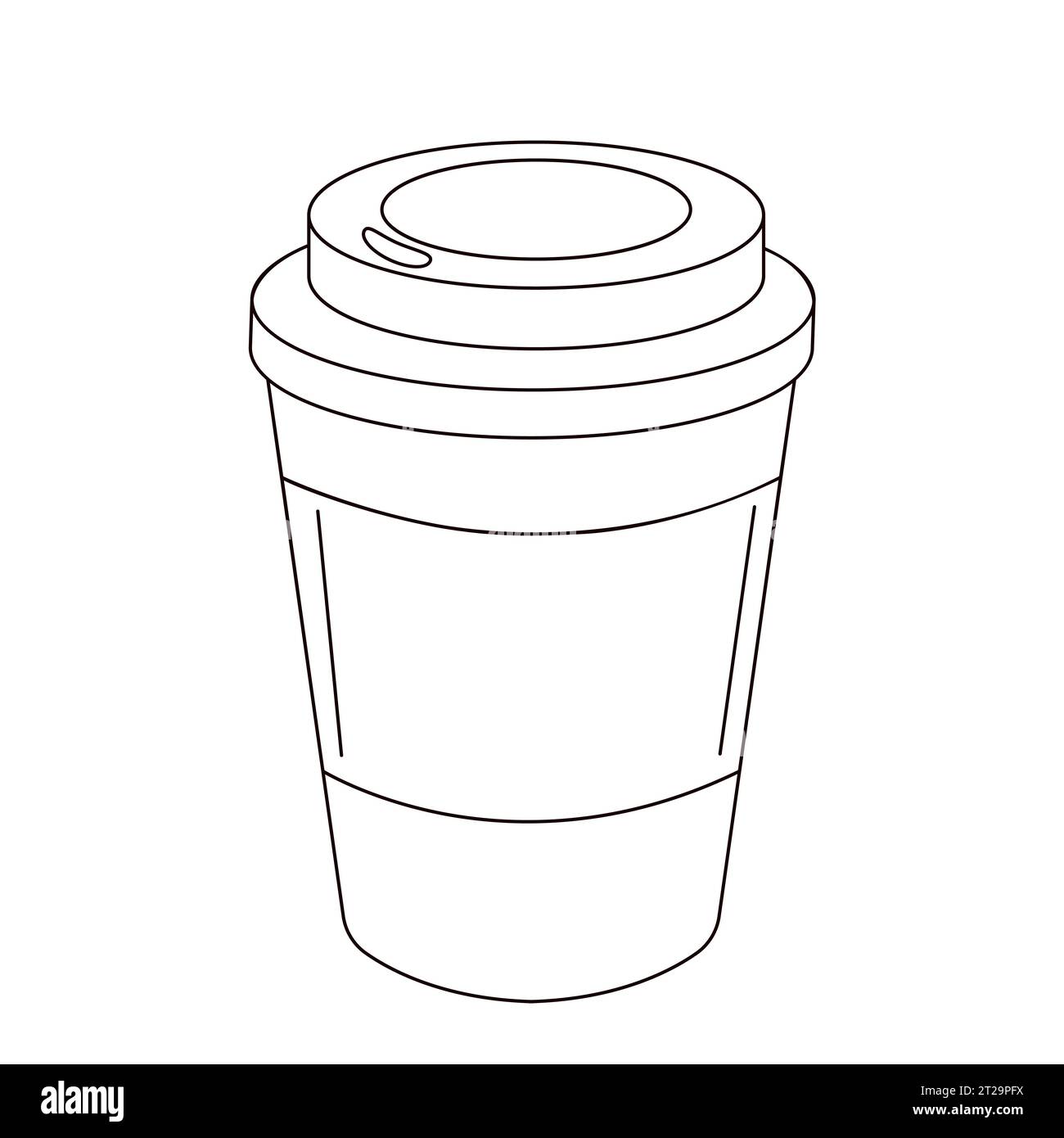 Paper Coffee Cup in outline, sketch style. Vector illustration isolated ...