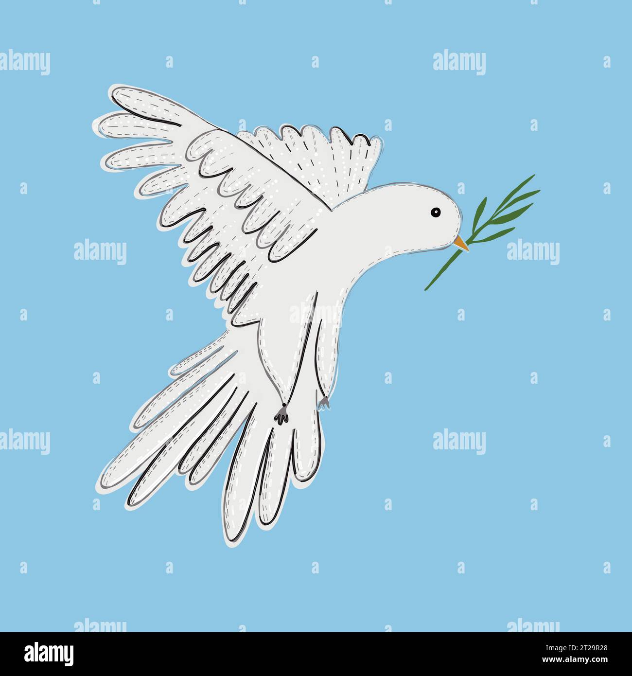 White dove pigeon with green leaves. Peace illustration Stock Vector ...
