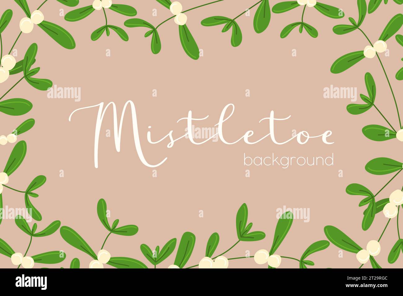 Mistletoe vector Frame. Floral Border. Flat cartoon Christmas ...