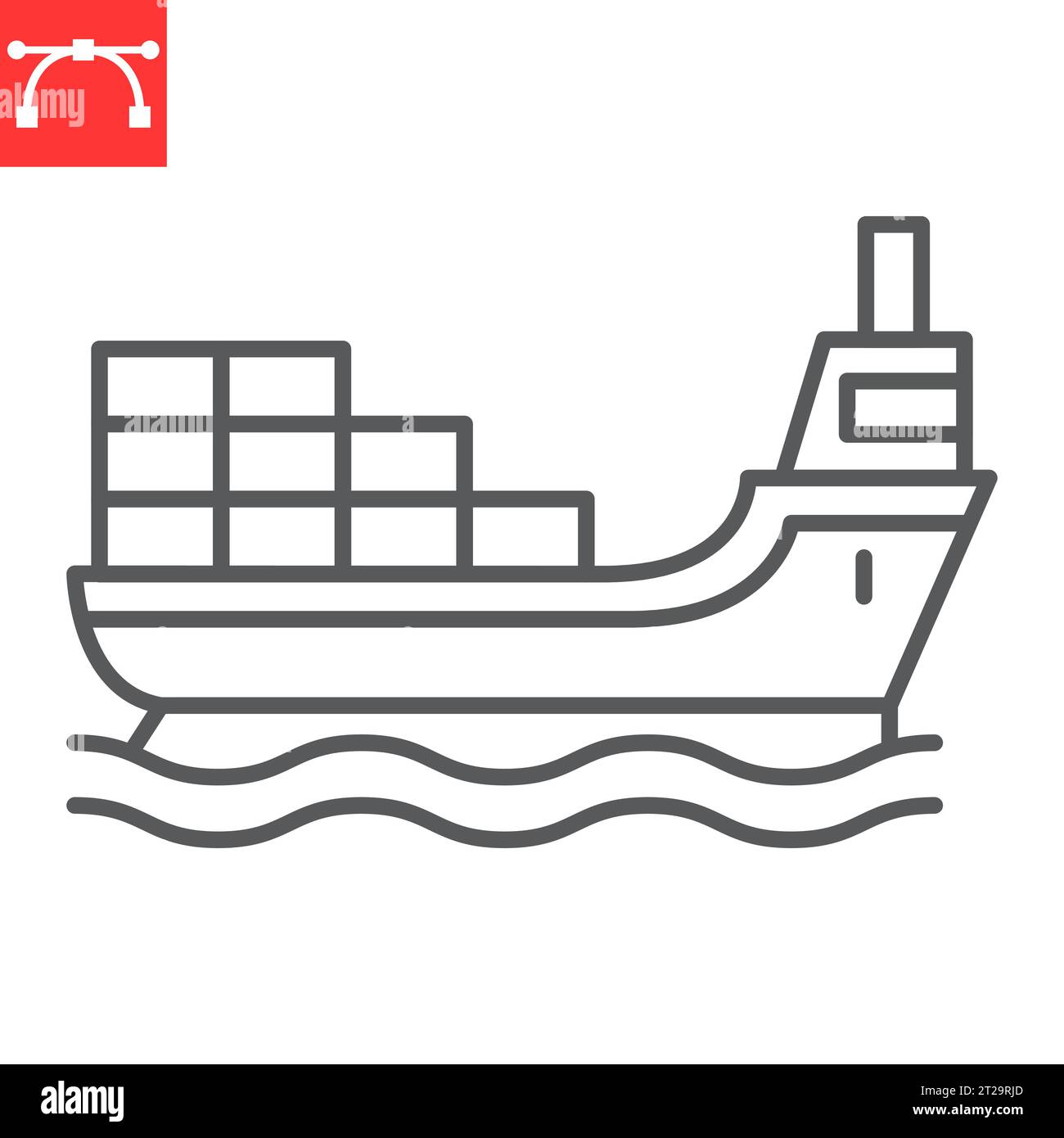 Cargo ship line icon, logistic and shipping, marine vector icon, vector ...
