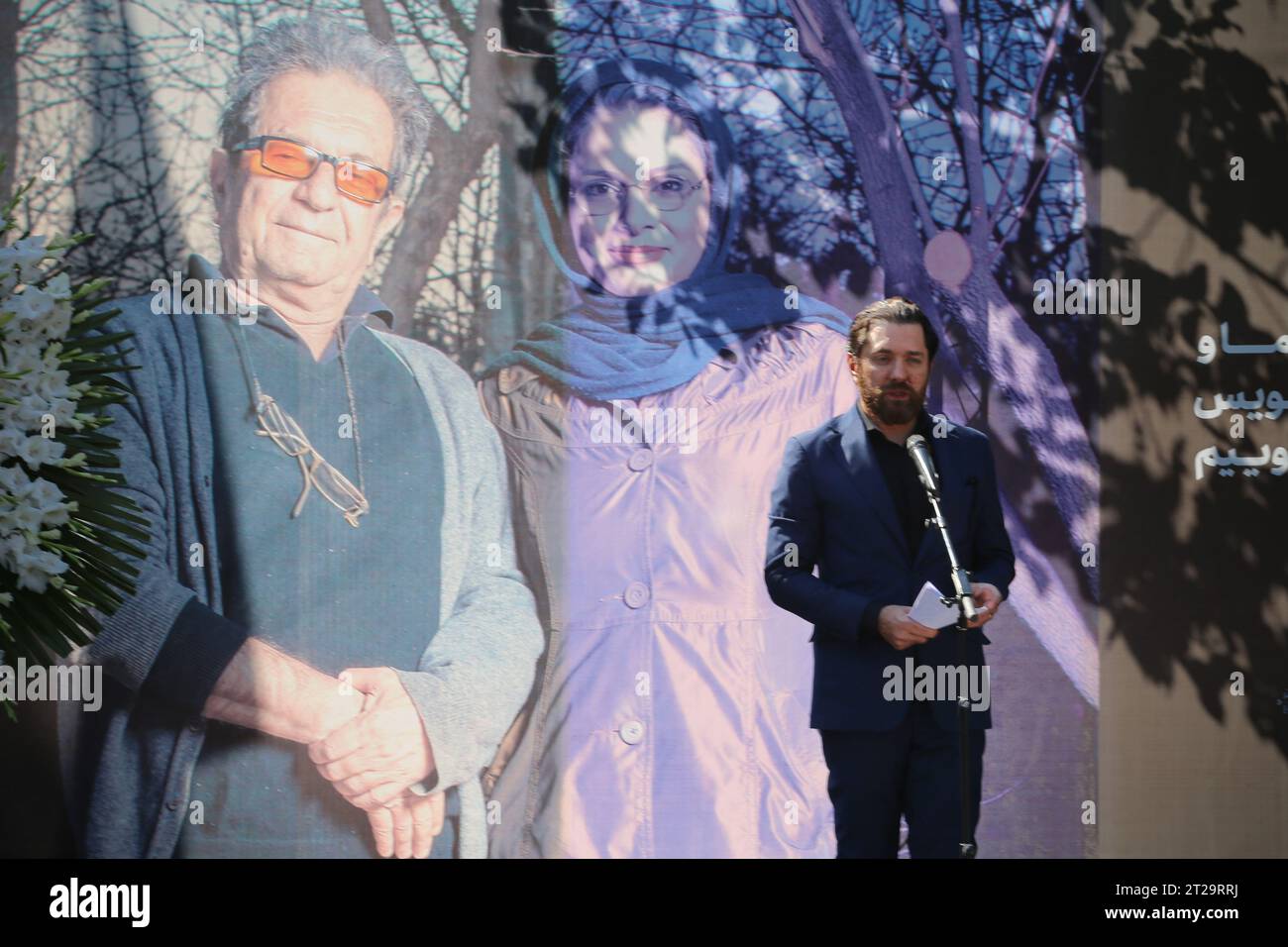 Tehran, Iran. 18th Oct, 2023. Iranian actor BAHRAM RADAN speaks during ...