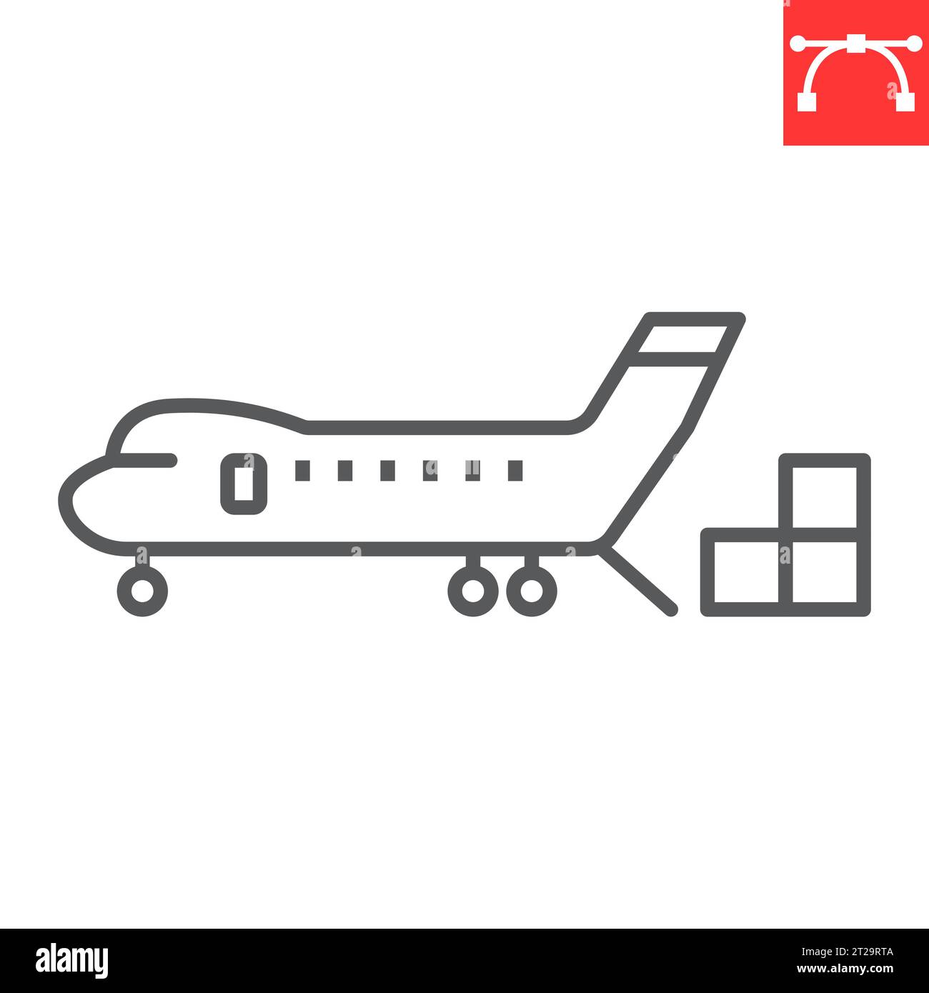 Cargo airplane line icon, logistic and transportation, air shipping ...