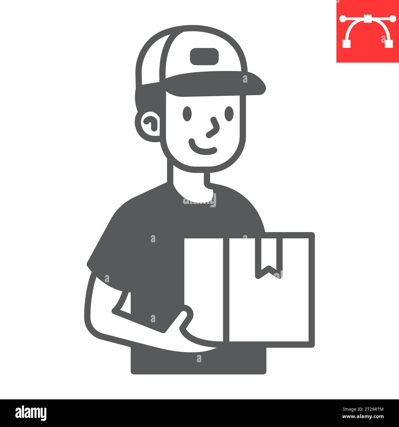 Delivery man glyph icon, service and courier, delivery man holding ...