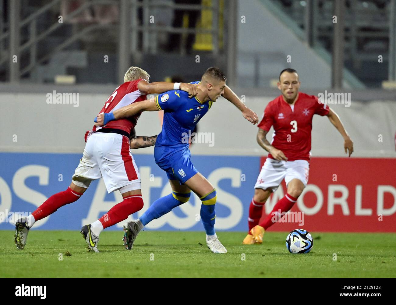 TA' QALI, MALTA - OCTOBER 17, 2023 - Forward Artem Dovbyk (C) of ...