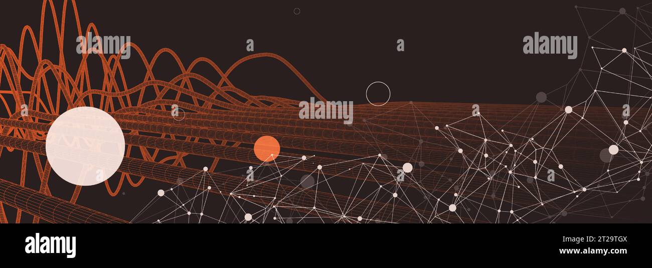 Vector abstract background with a wireframe dynamic pipes, line and ...