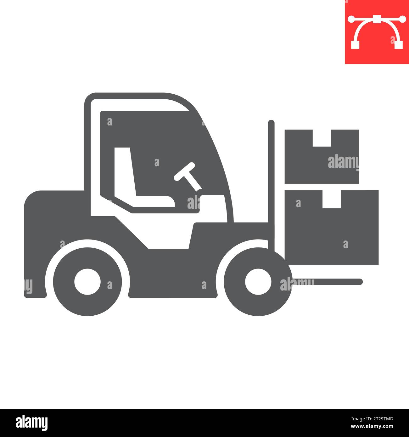 Forklift glyph icon, logistic and transportation, forklift vector icon ...