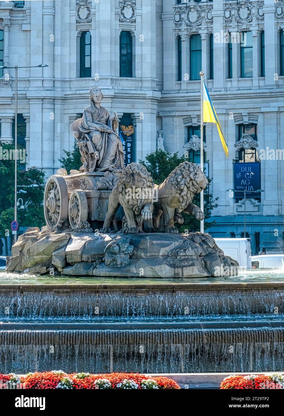 Madrid, Spain, Fountain of Cybele, an iconic sculpture in the downtown ...