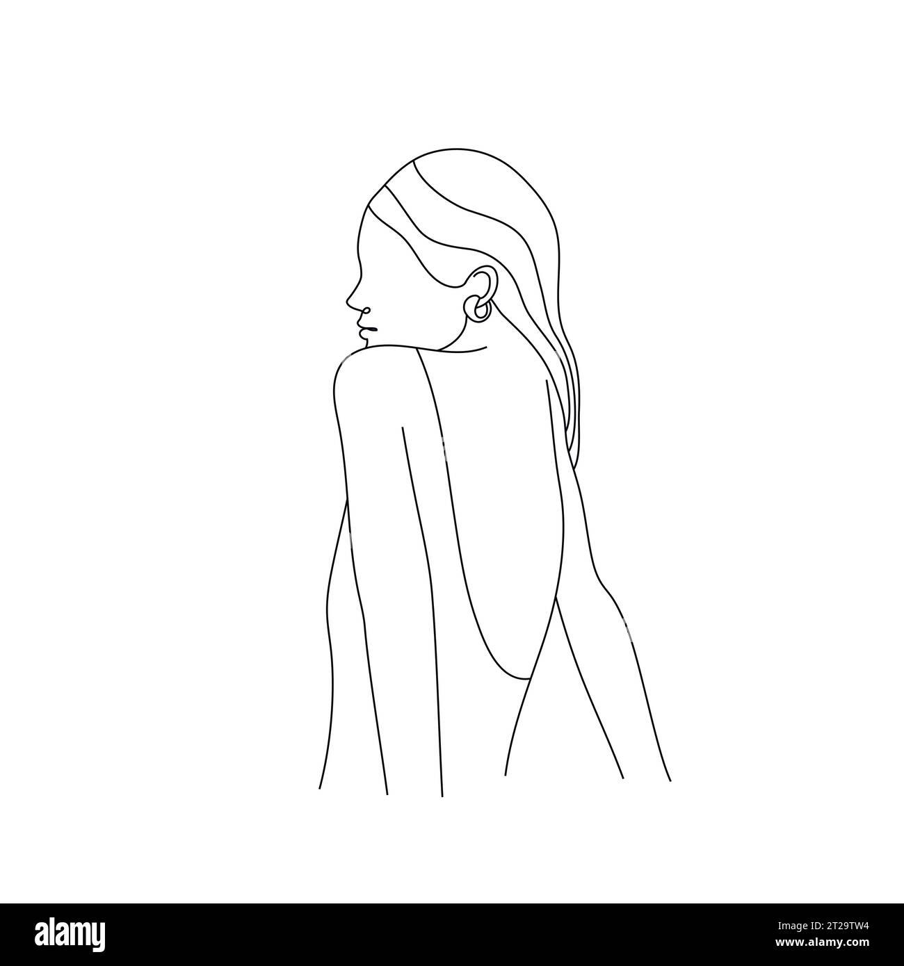 Vector minimalist style portrait. Line, continuous linear woman ...