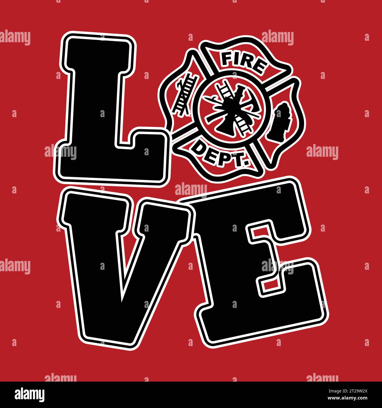 Love Fire Department Firefighter T-Shirt vector Stock Vector Image ...