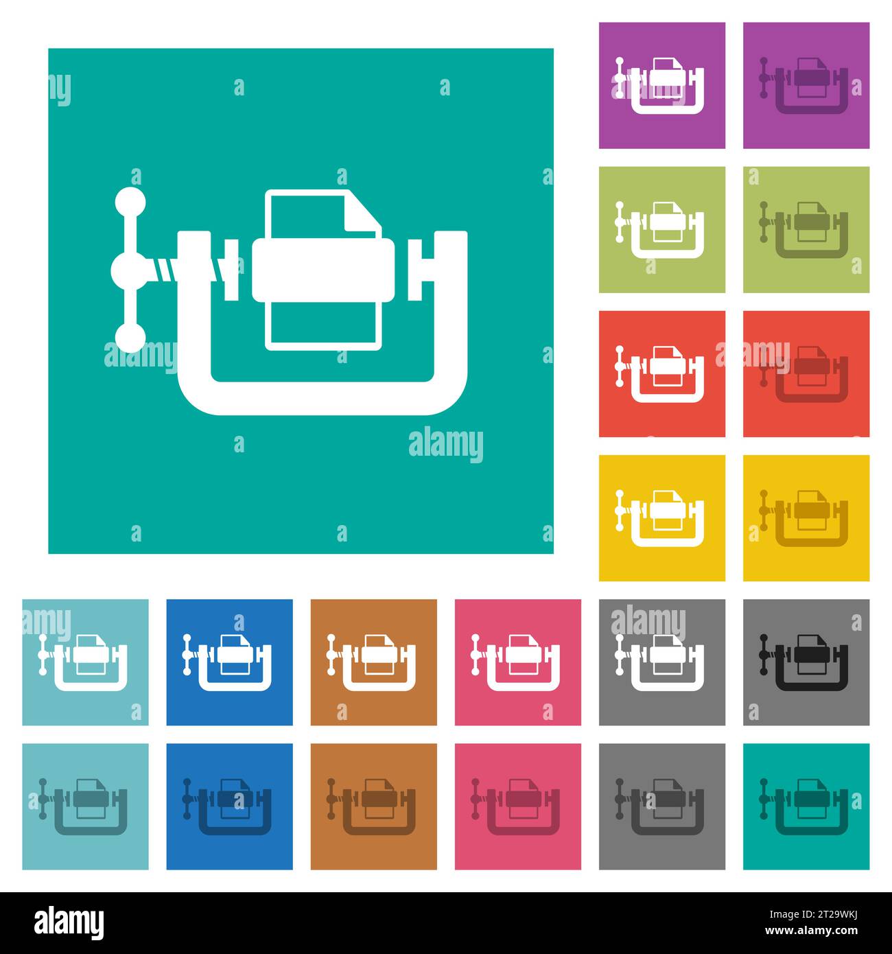 File compression solid multi colored flat icons on plain square ...