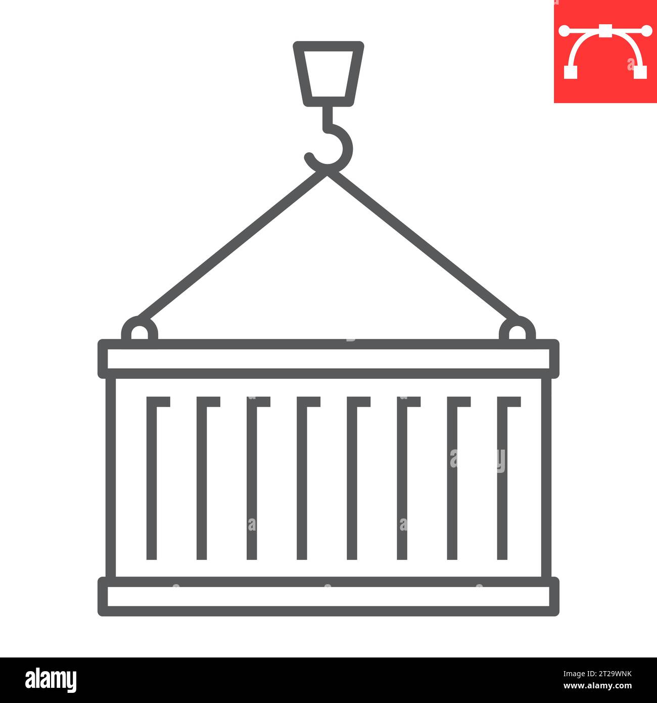 Container line icon, logistic and shipping service, cargo container ...