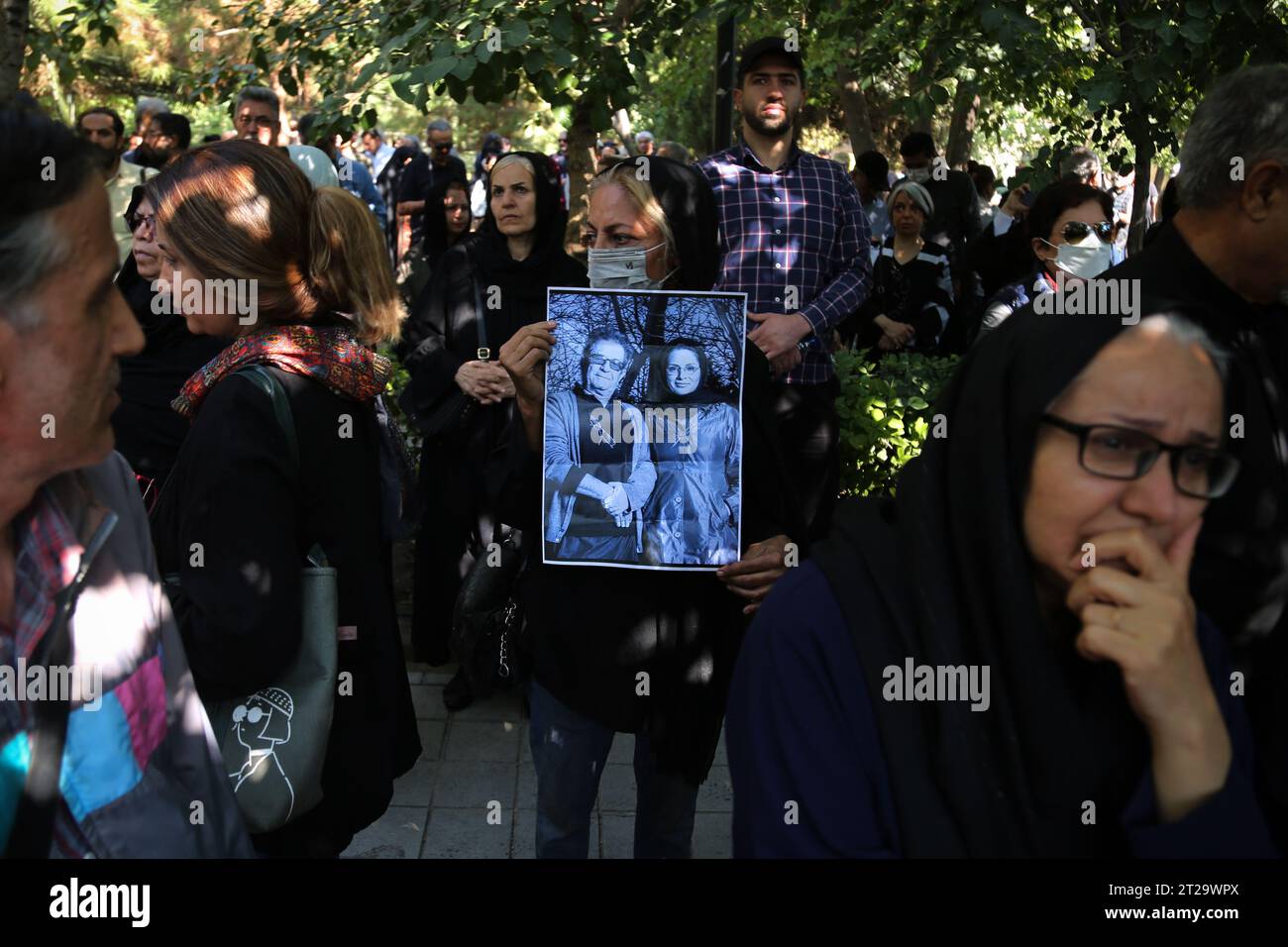 Tehran, Iran. 18th Oct, 2023. An Iranian woman holds a poster of the ...