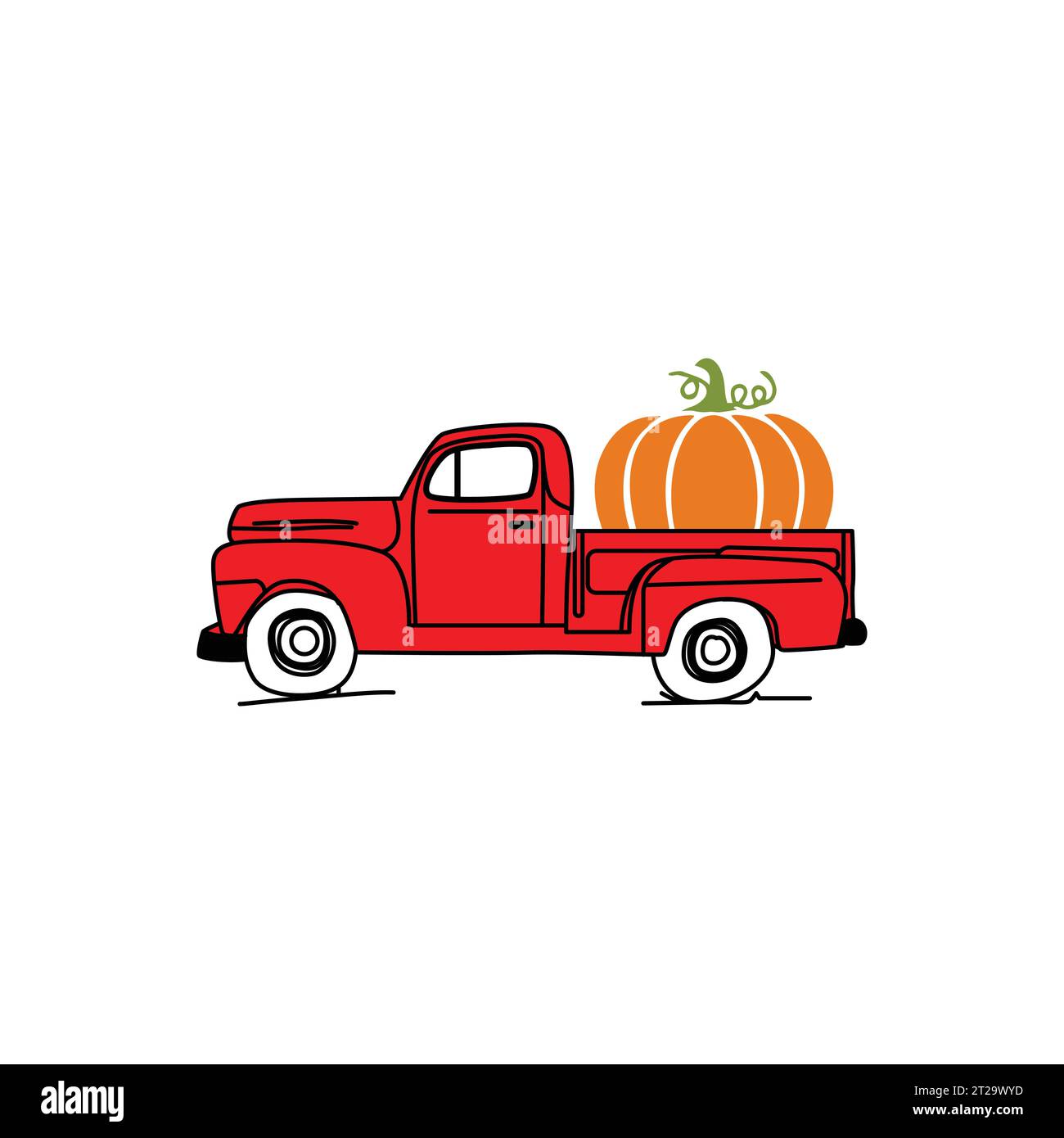 Pumpkin Truck vector, Fall Vintage Truck with Pumpkin Illustration ...