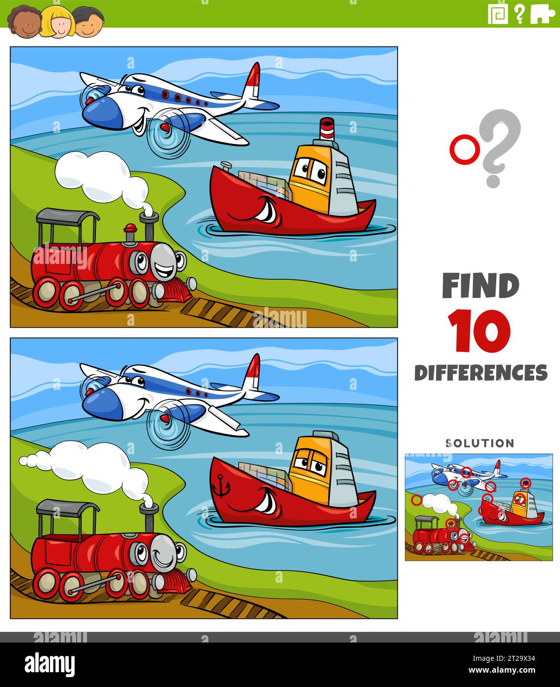 Cartoon illustration of finding the differences between pictures ...