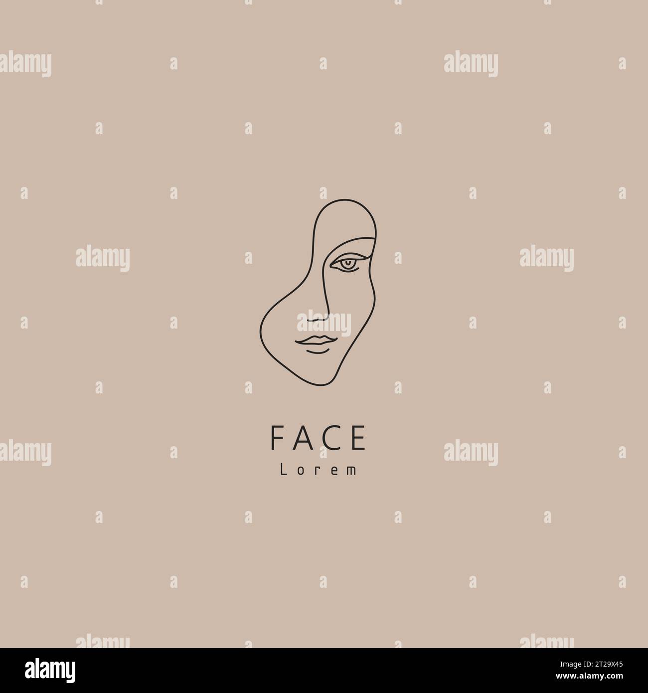 Vector minimal face, linear artistic logo. Social net, emblem for ...