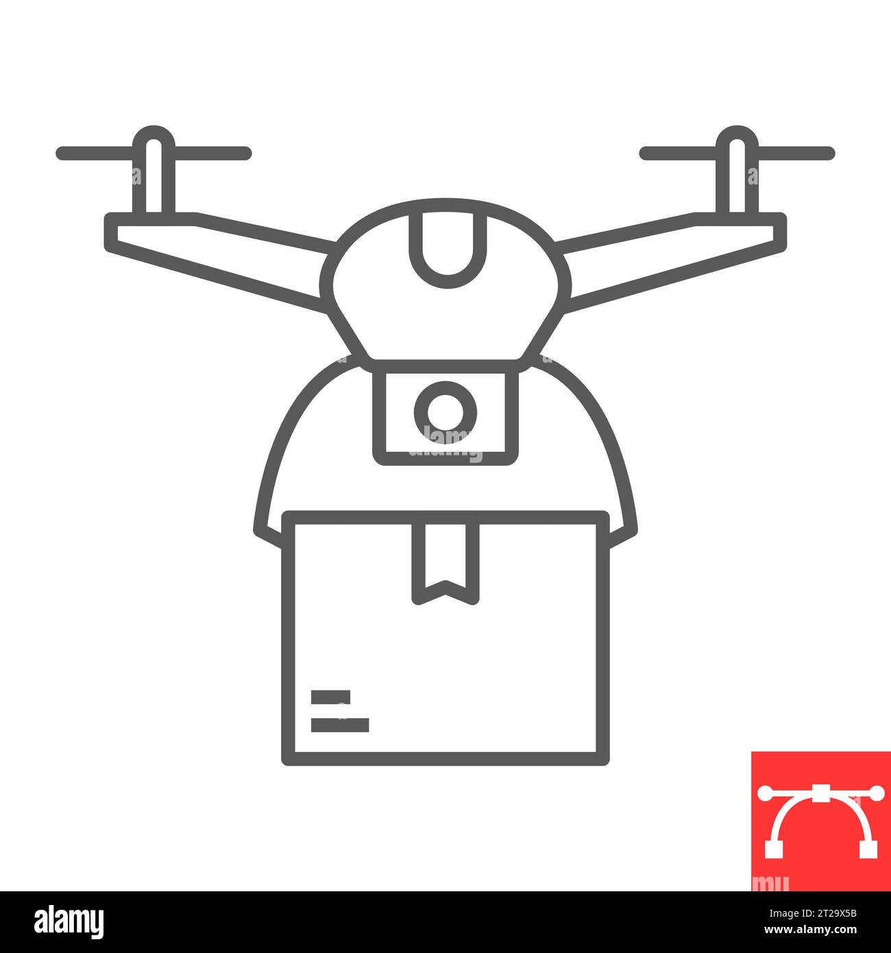 Drone delivery line icon, unmanned and shipping, drone vector icon ...